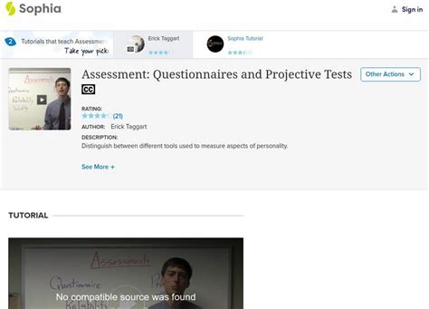 Sophia Assessment Questionnaires And Projective Tests Instructional Video For 9th 10th Grade