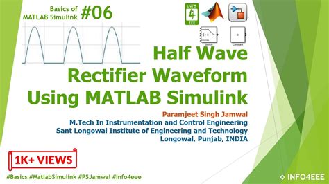Half Wave Rectifier Waveform Using Switch In Matlab Simulink 06 Youtube