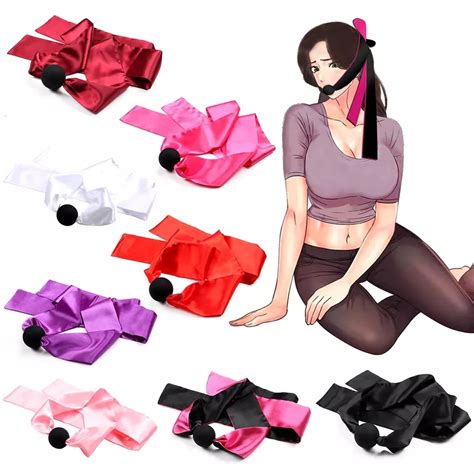 New Style Satin Silicone Mouth Ball Gag Mouth Training Slave Drool