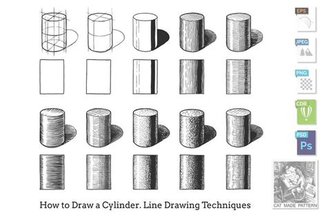How To Draw A Cylinder An Object Illustration By Catmadepattern Geometric Shapes Drawing
