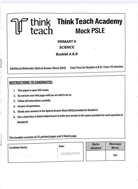 Thinkteach Psle Science Mock Exam 2023 Sep Paper Hobbies And Toys Books And Magazines