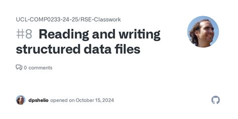 Reading And Writing Structured Data Files · Issue 8 · Ucl Comp0233 24