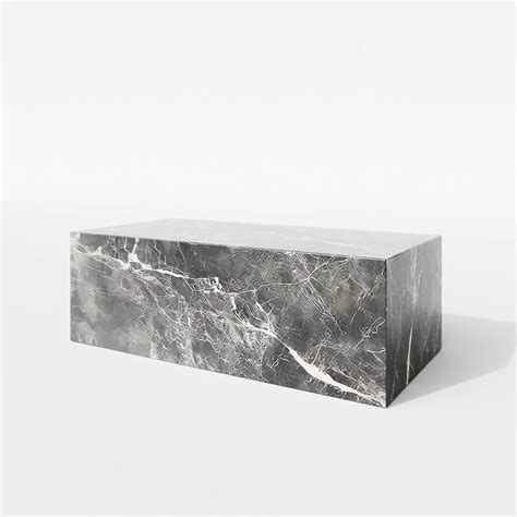 Italian Marble Rectangle Plinth Coffee Table Grey Marble Luxury