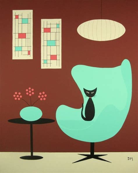 Pin By Je Hart On The Kitschy Kat Mid Century Cat Mid Century Art Cat Art