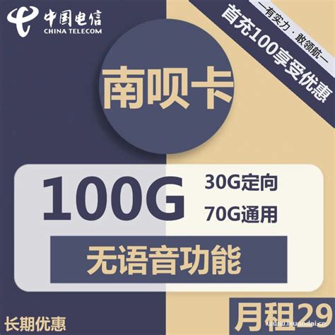 河南电信南呗卡29元100g流量（长期套餐） 宽带网