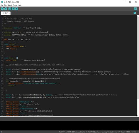 Arduino Sensor Example Ep7 Dht Sensor เซนเซอร์วัดอุณหภูมิและ