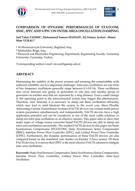 pdf comparison of dynamic performances of statcom sssc ipfc and