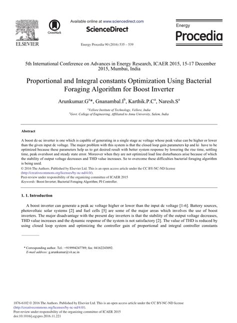 Pdf Proportional And Integral Constants Optimization Using Bacterial