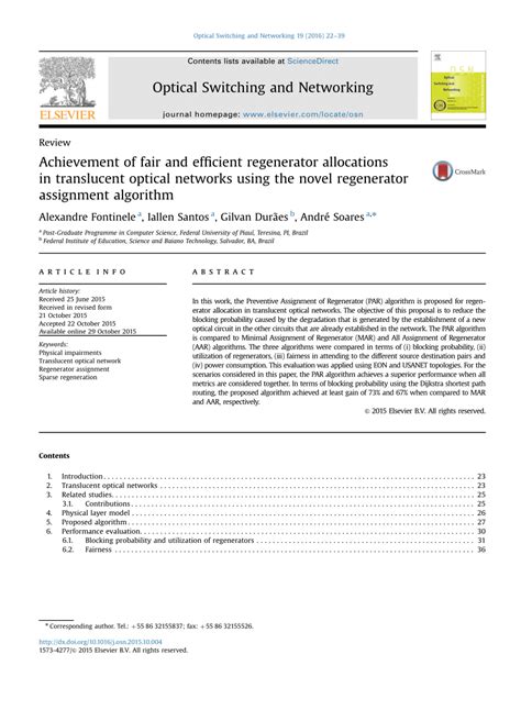 Pdf Achievement Of Fair And Efficient Regenerator Allocations In