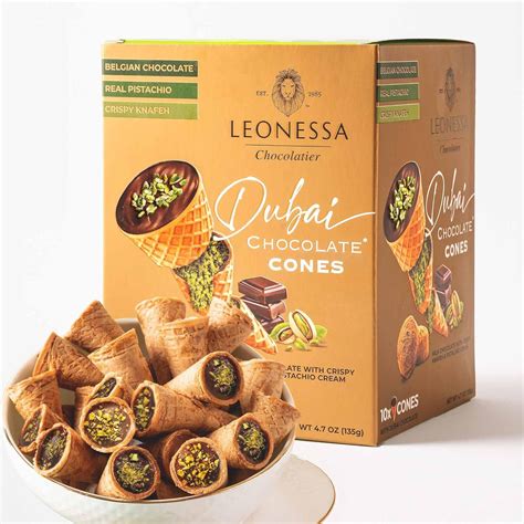 Leonessa Dubai Chocolate Cones With Pistachio Kunafa Munchin Candy