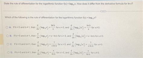 Solved State The Rule Of Differentiation For The Logarithmic