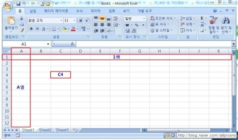 엑셀 행열 의미 및 엑셀 행열삽입 네이버 블로그