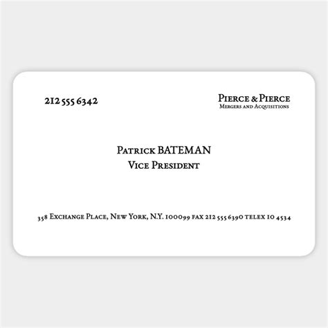 American Psycho Patrick Batemans Business Card American Psycho