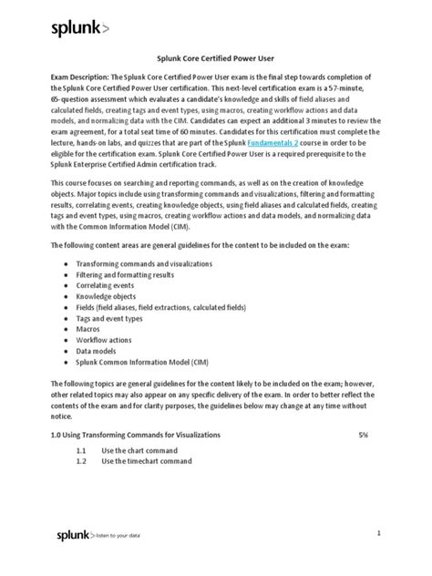 Splunk Test Blueprint Power User V11 Pdf Test Assessment