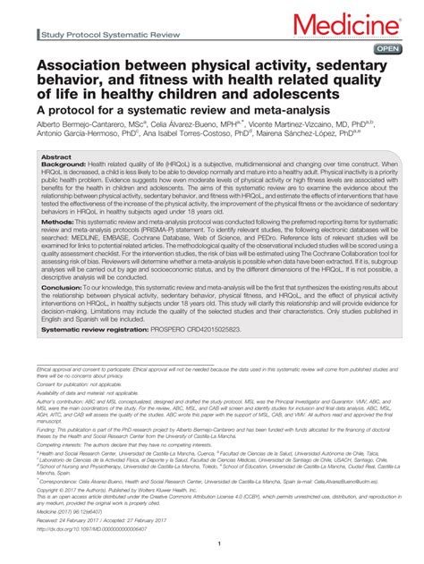 Pdf Association Between Physical Activity Sedentary Behavior And
