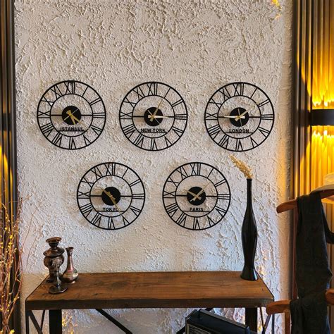 Custom Metal Wall Clock Time Zone Clock New Home T Unique Silent