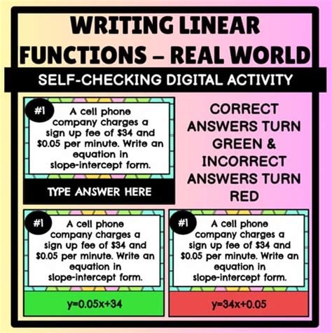 writing linear functions from real world situations digital activity