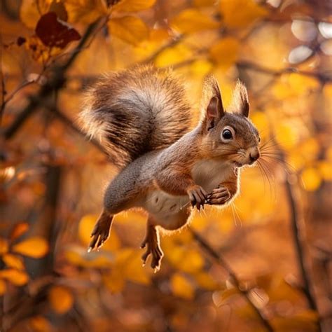 Free Squirrel Mid Jump Image Squirrel Autumn Leaping Download At Stockcake