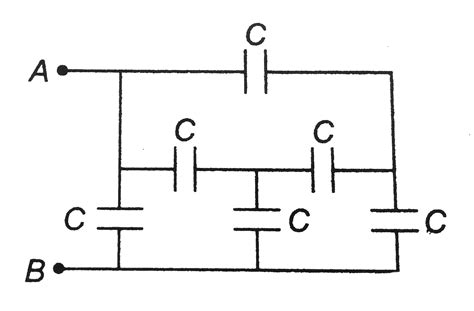 Six Equal Capacitors Each Of Capacitance C Are Connected As Shown In The Figure The Equivalent