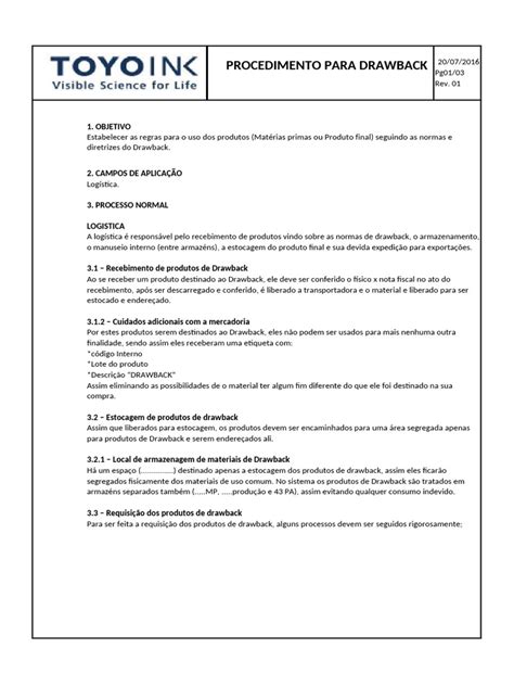 Procedimento Para Drawback Pdf