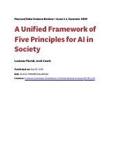 A Unified Framework Of Five Principles For Ethical AI In Society Course Hero