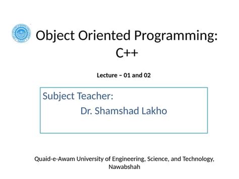 Lec01 03pptx For Object Oriented Programming Language Ppt