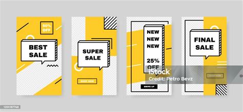 소셜 미디어 게시물에 대 한 유행 판매 배너 템플릿 디자인의 집합입니다 광고 게시물 또는 스토리 벡터 일러스트레이션 가격에 대한 스톡 벡터 아트 및 기타 이미지 Istock