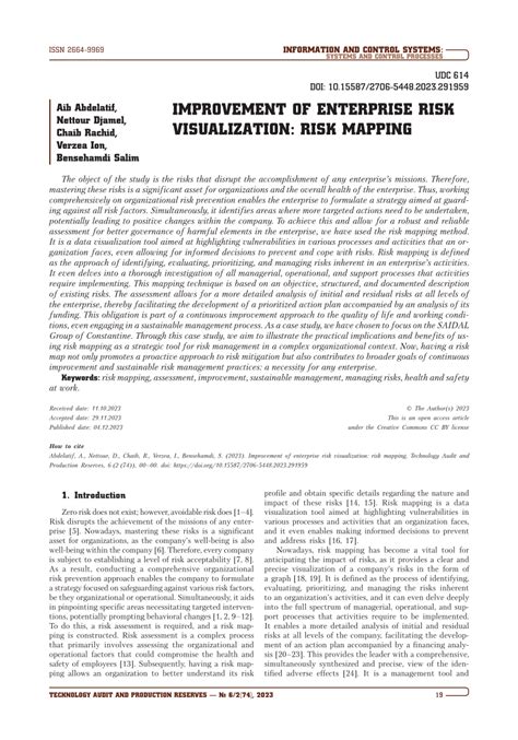 Pdf Improvement Of Enterprise Risk Visualization Risk Mapping