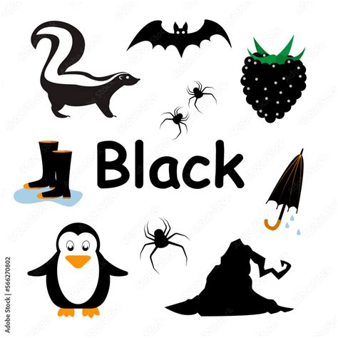 Black Color Flash Cards For Learning And Practicing Colors Worksheet For Preschool Education