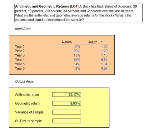 Solved Arithmetic And Geometric Returns L01 A Stock Has