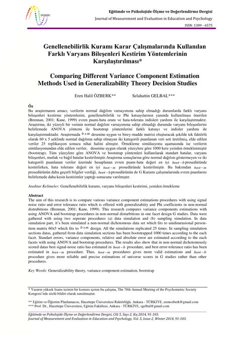 Pdf Comparing Different Variance Component Estimation Methods Used In