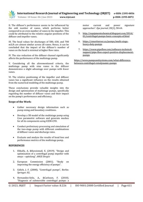 Ansys Cfx Analysis To Design The Diffuser Of A Multistage Pump Pdf