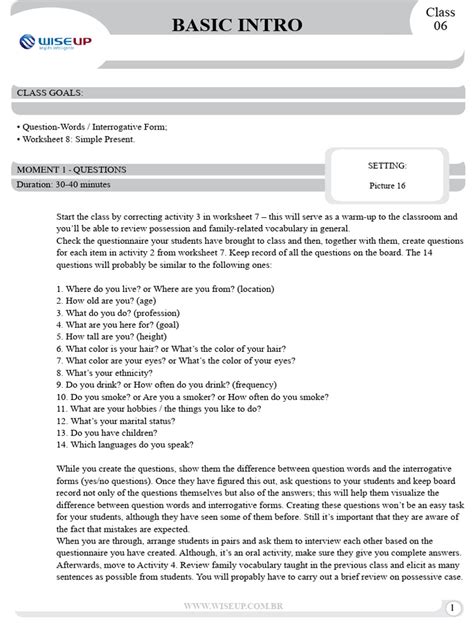 Basic Intro Class Vi Pdf Question Human Communication