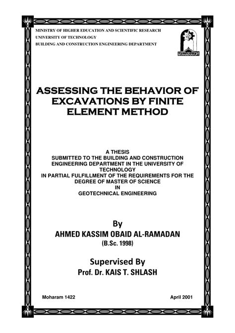 Pdf Assessing The Behavior Of Excavations By Finite Element Method
