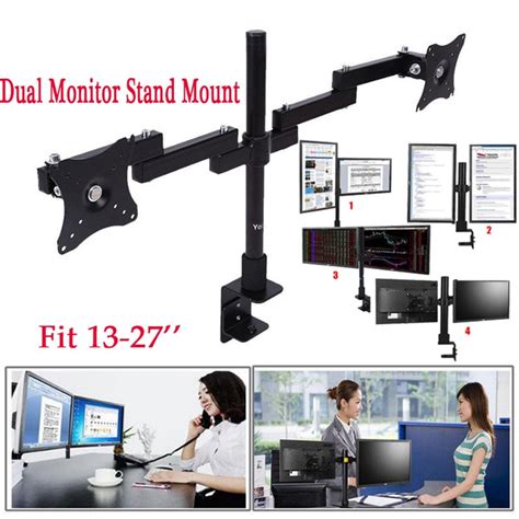 Mount Rack Stand Dual Desktop Computer Monitors Screens Desk Office Wish