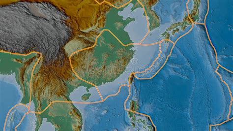 Yangtze Tectonic Plate Relief Borders First Van Der Grinten Projection Stock Footage Video
