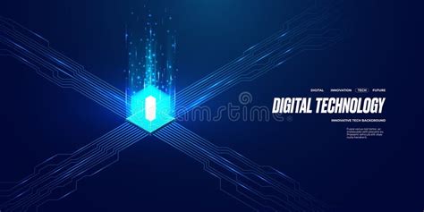 Isometric Digital Cpu Processor With Abstract Light Flow Elements Stock Vector Illustration Of