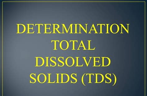 Determination Total Dissolved Solids TDS In Water Sample Chemistrylife