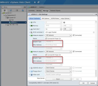 Nested ESXi 5 1 Supports VMXNET3 Network Adapter Type