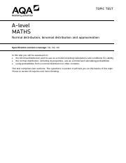 Normal Binomial And Approximation Pdf TOPIC TEST A Level MATHS Normal Distribution Binomial