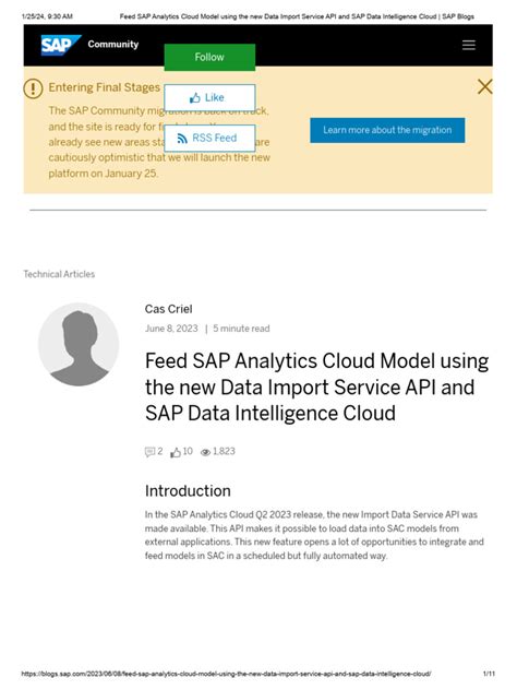 Feed Sap Analytics Cloud Model Using The New Data Import Service Api And Sap Data Intelligence