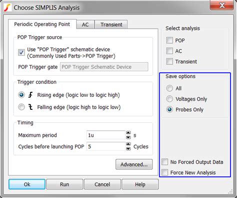 Simplis Simulation Options