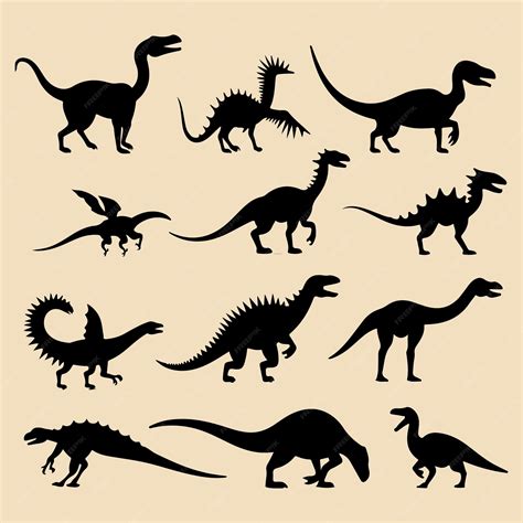 Premium Vector Dinosaur Black Silhouette Set Vector Art