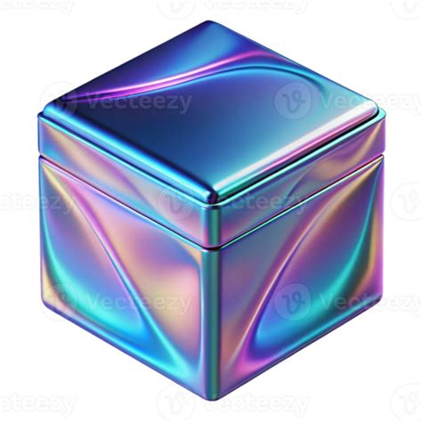 Iridescent Cube 3d Render A Stunning Holographic Box Illustration