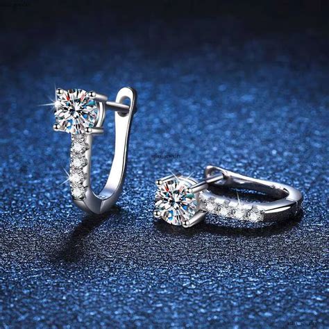 Vvs Moissanite Round Brilliant Cut U Shaped 925 Sterling Silver Womens