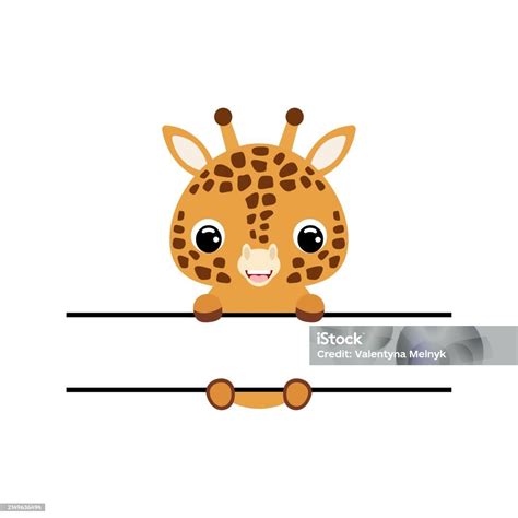 귀여운 기린 스플릿 모노그램 셔츠 스크랩북 인사말 카드 베이비 샤워 초대장에 대 한 재미 있는 만화 캐릭터 밝은 색의 유치한 스톡 벡터 일러스트 레이 션 기린에 대한 스톡