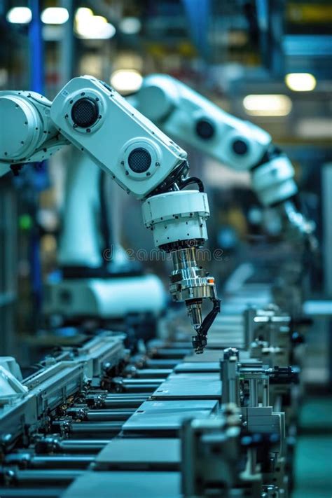 Industrial Robots Assembly Line Stock Image Image Of Manufacturing