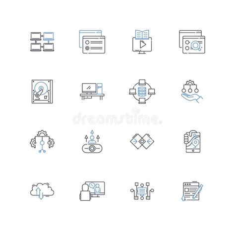 It Oriented Line Icons Collection Technology Innovation Cybersecurity Programming