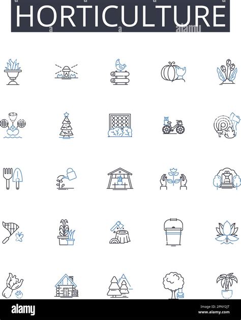 Horticulture Line Icons Collection Timber Logs Lumberjack Chainsaw Forest Tree Wood