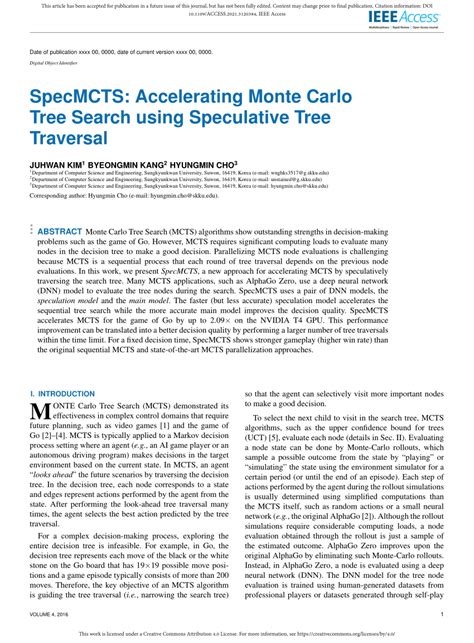 Pdf Specmcts Accelerating Monte Carlo Tree Search Using Speculative Tree Traversal